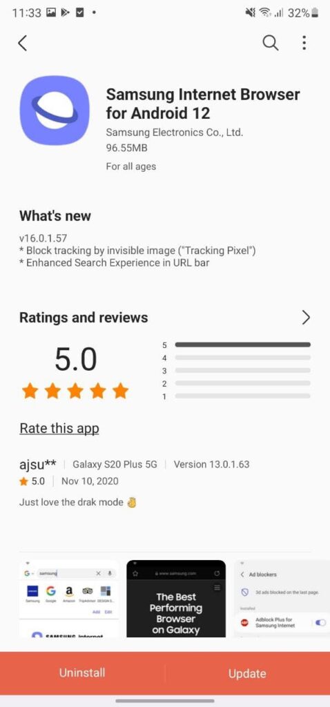 Samsung Internet Browser now getting Android 12 support via new update ...
