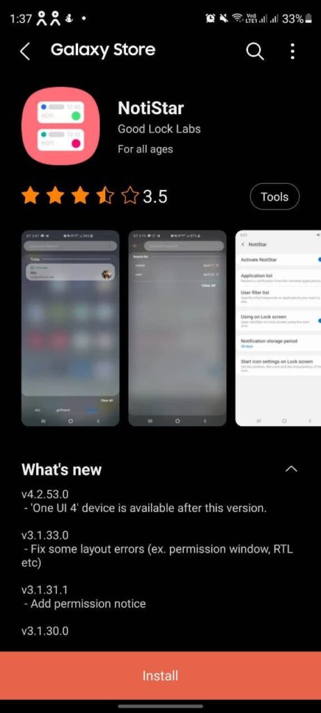 Samsung updated NotiStar with One UI 4 Android 12 support - Sammy Fans