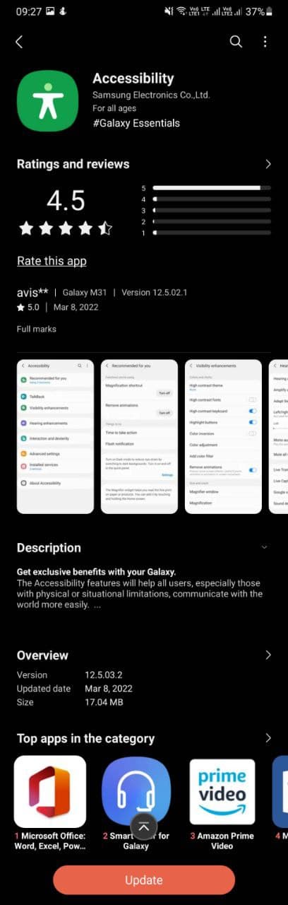Samsung Accessibility updated to version 13.0.01.1/12.5.03.2, check ...