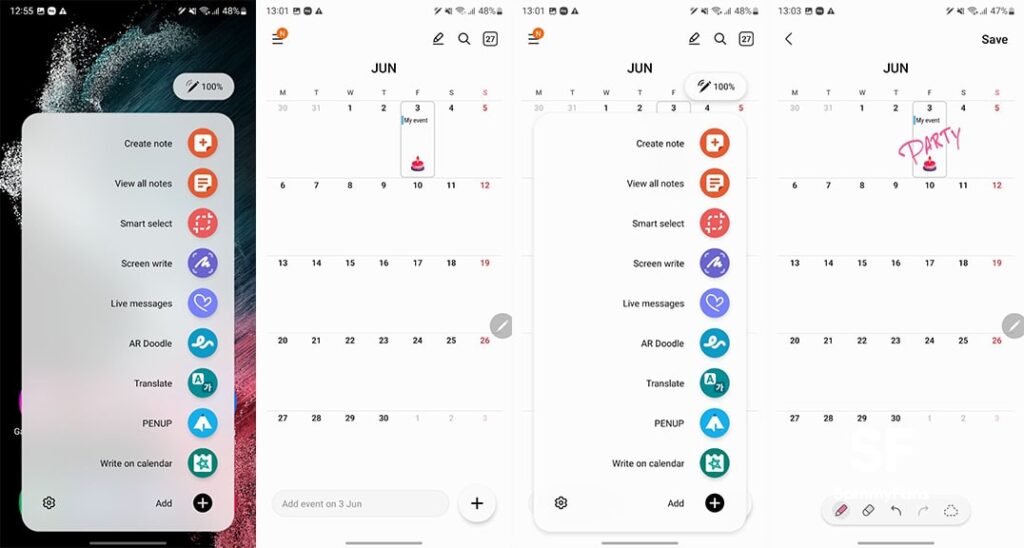 Samsung One UI 4.1 'Write on Calendar' S Pen Feature [Galaxy S22 Ultra ...