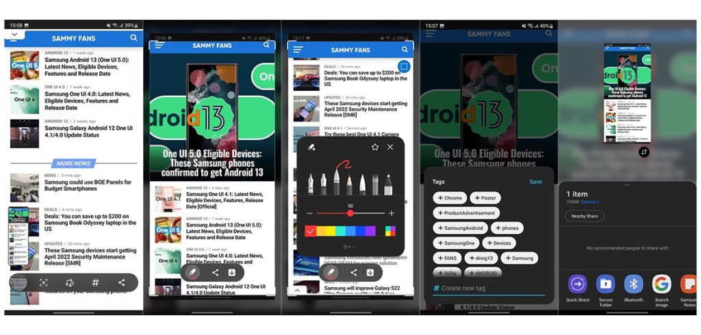 What does the buttons on Samsung One UI 4.1 screenshot popup do ...
