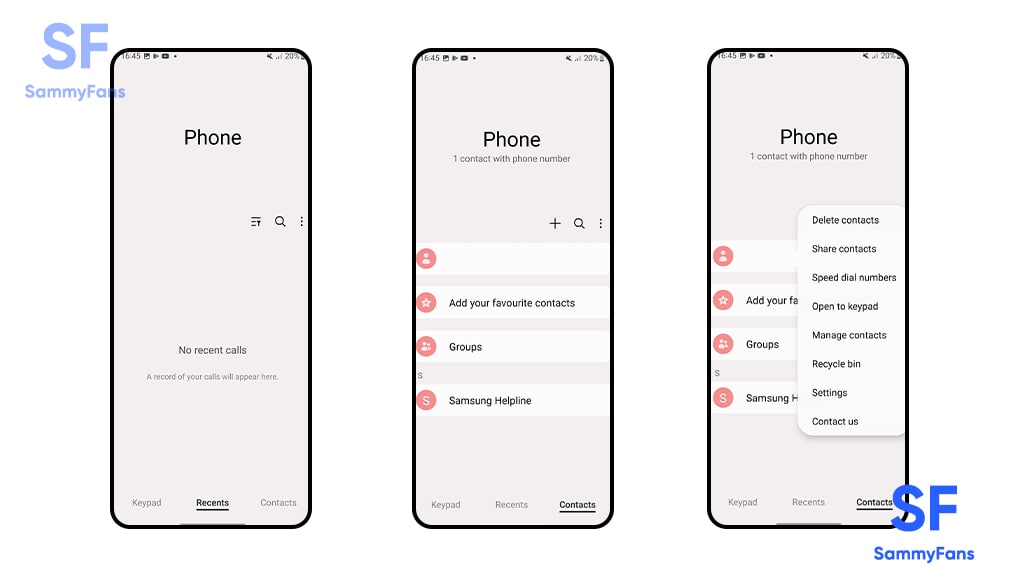 Samsung One UI 4.1: Phone app, make calls from call logs or contact ...