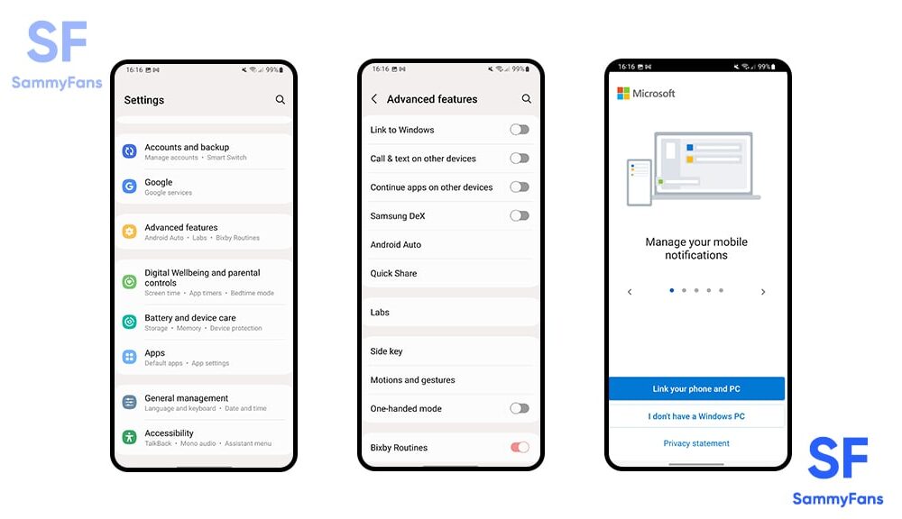 Samsung One UI 4.1: Phone-link, link to windows! - Sammy Fans