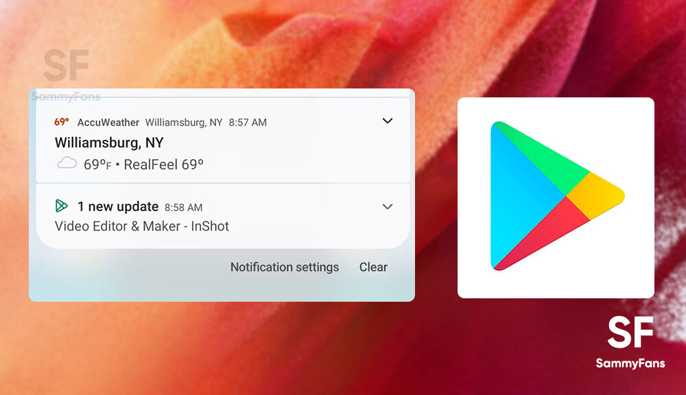 New Google Play Store logo applied for notifications too - Sammy Fans