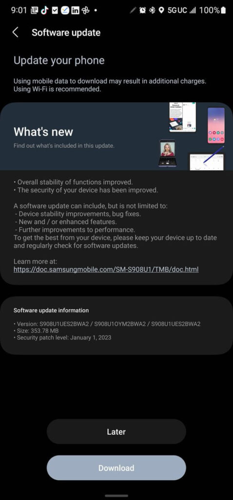 It's not One UI 5.1, Samsung Galaxy S22 receiving second January 2023 ...