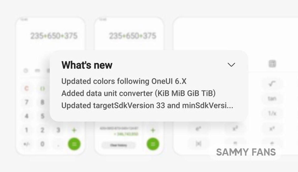 Samsung expanding OneUI 6.X Calculator app update