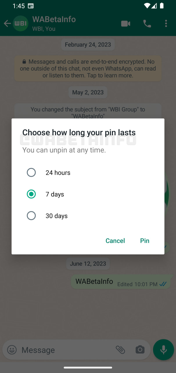 WhatsApp testing auto unpin messages feature - Sammy Fans