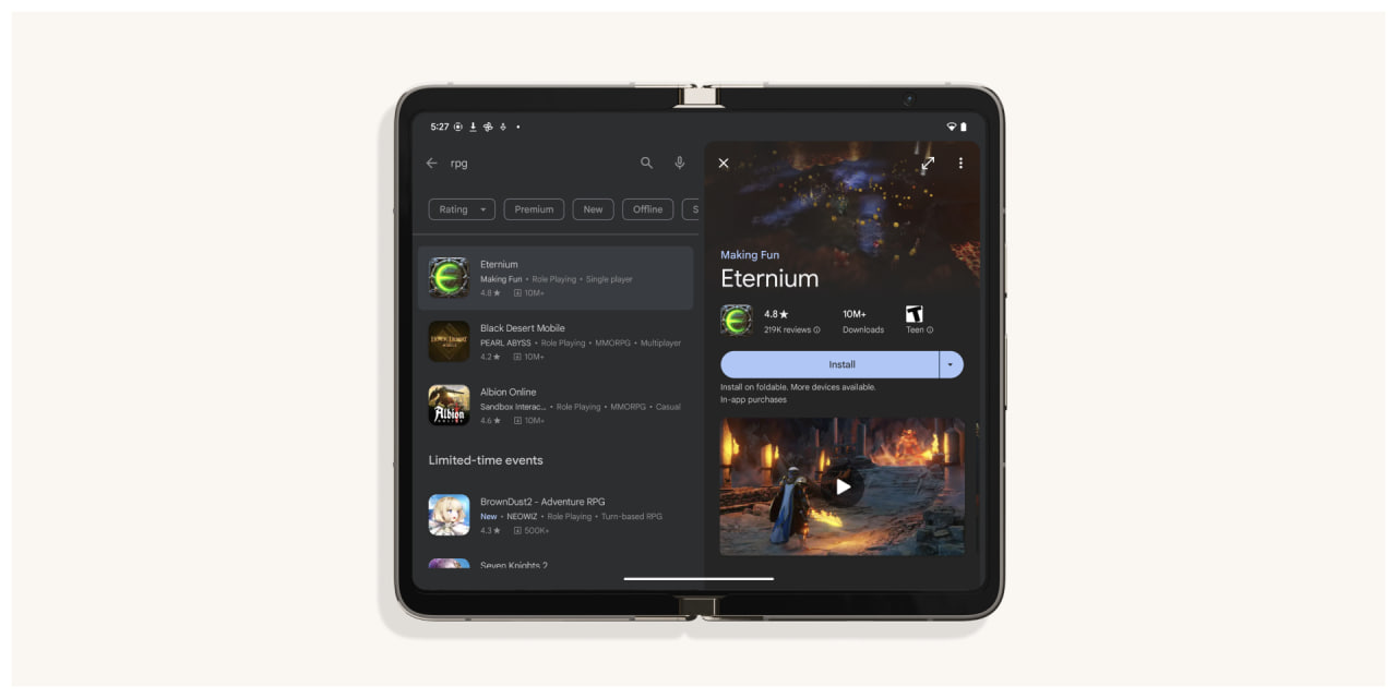 Google introduces an enhanced Play Store for large screen devices ...