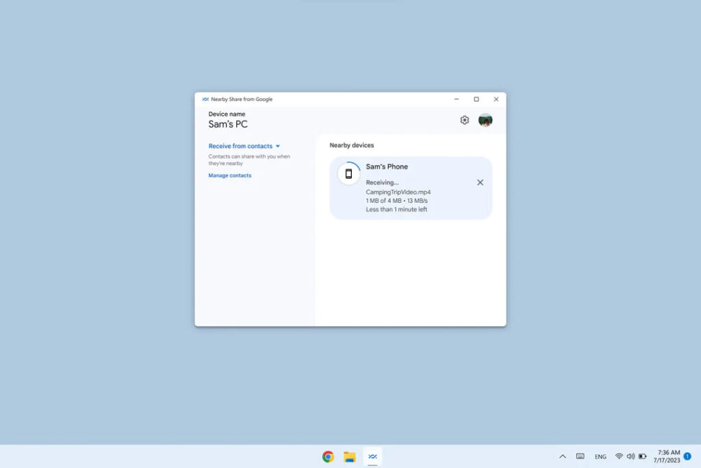 Nearby Share Stable released for Windows, bringing new features - Sammy Fans