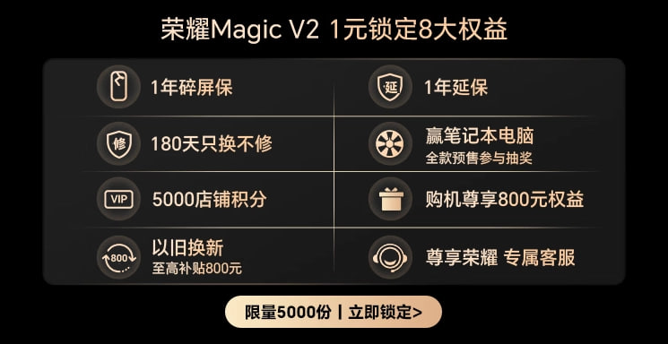 Honor Magic V2 comes with 1 year free screen replacement support ...