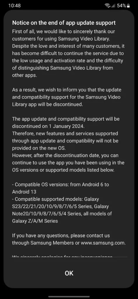 Galaxy devices won't support Samsung's Video Library app after Android ...