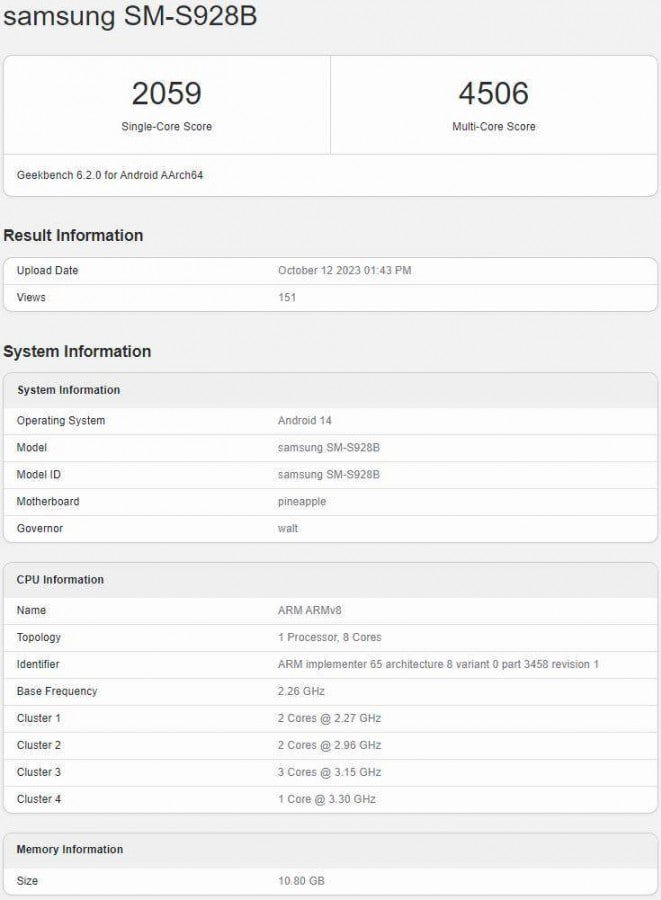 Samsung Galaxy S24 Ultra with Snapdragon 8 Gen 3, 12GB RAM benchmarks ...