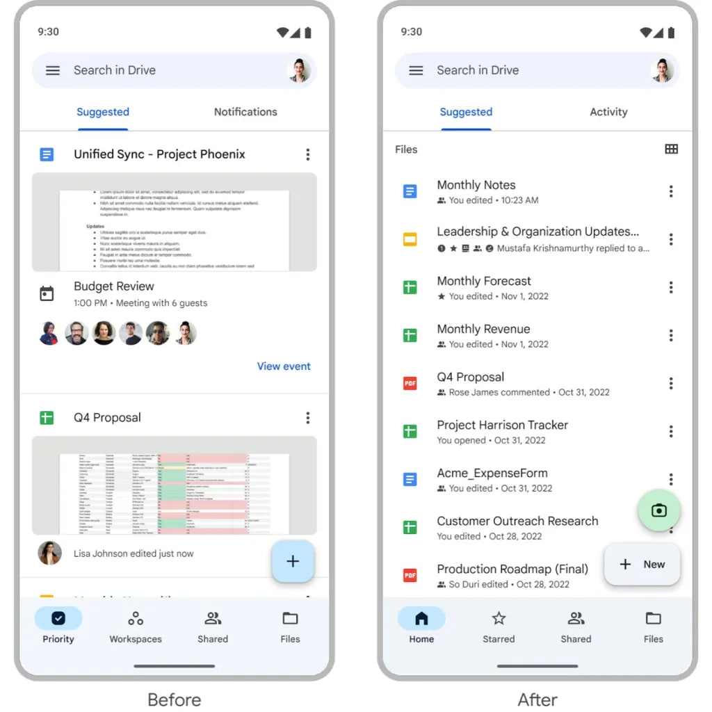 Google Drive revamps its home page for Android and iOS users - Sammy Fans