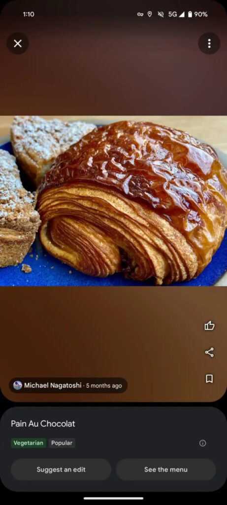 Google Maps adds a new feature to match food photos with menu - Sammy Fans