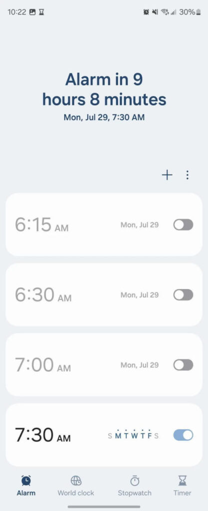 Samsung Clock update provides an early look at One UI 7 design - Sammy Fans