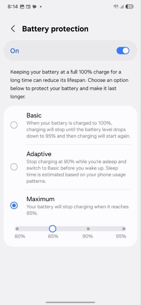 Battery Setting Comparison: A deep dive into One UI 7, One UI 6.1 ...