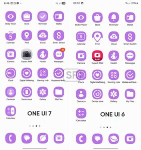 App Icons: One UI 7 vs One UI 6 - What's New - Sammy Fans