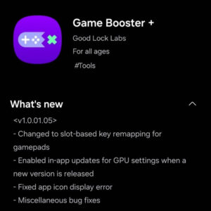Samsung Game Booster + now supports in-app GPU updates and easier key ...
